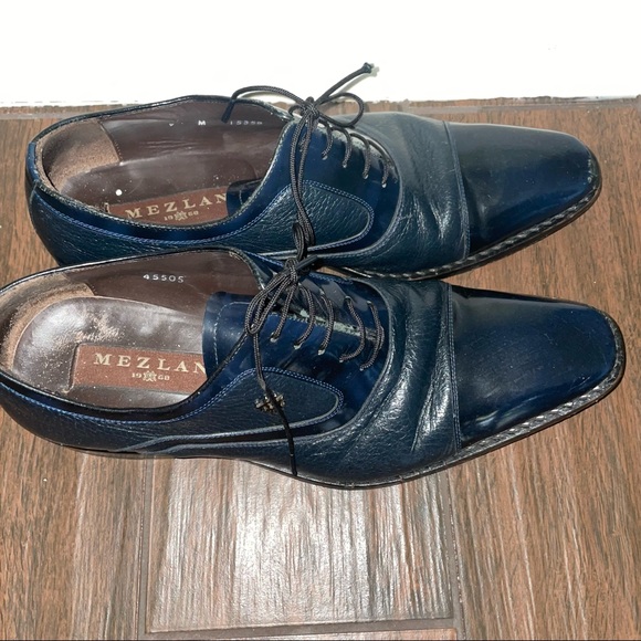 Mezlan | Shoes | Mens Mezlan Blue Pebble And Smooth Leather Cap Toe ...